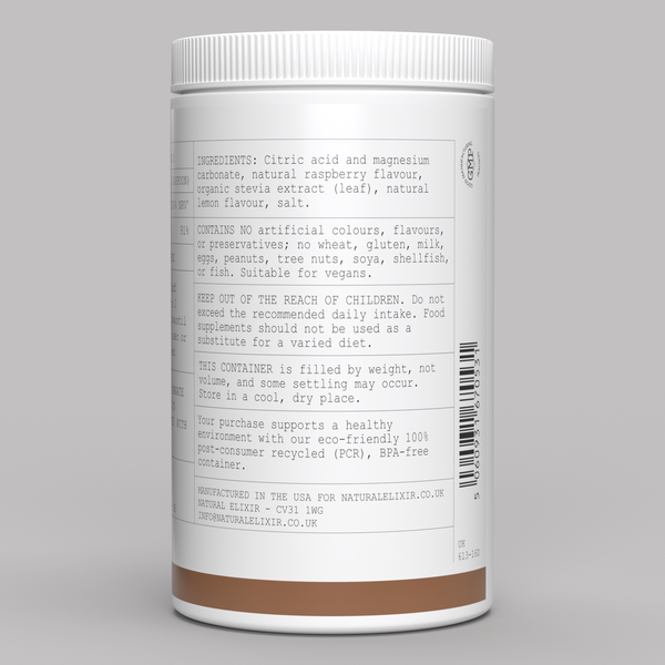 elixir/ Magnesium Relax Powder- Raspberry Lemonade Flavour 445g